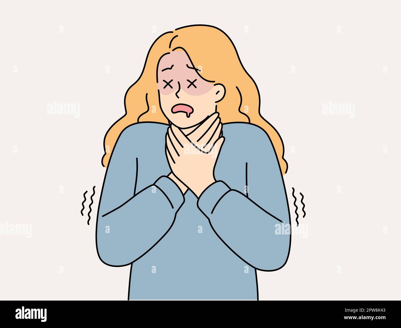 Woman has health problems and suffocates grabs neck suffers from ...