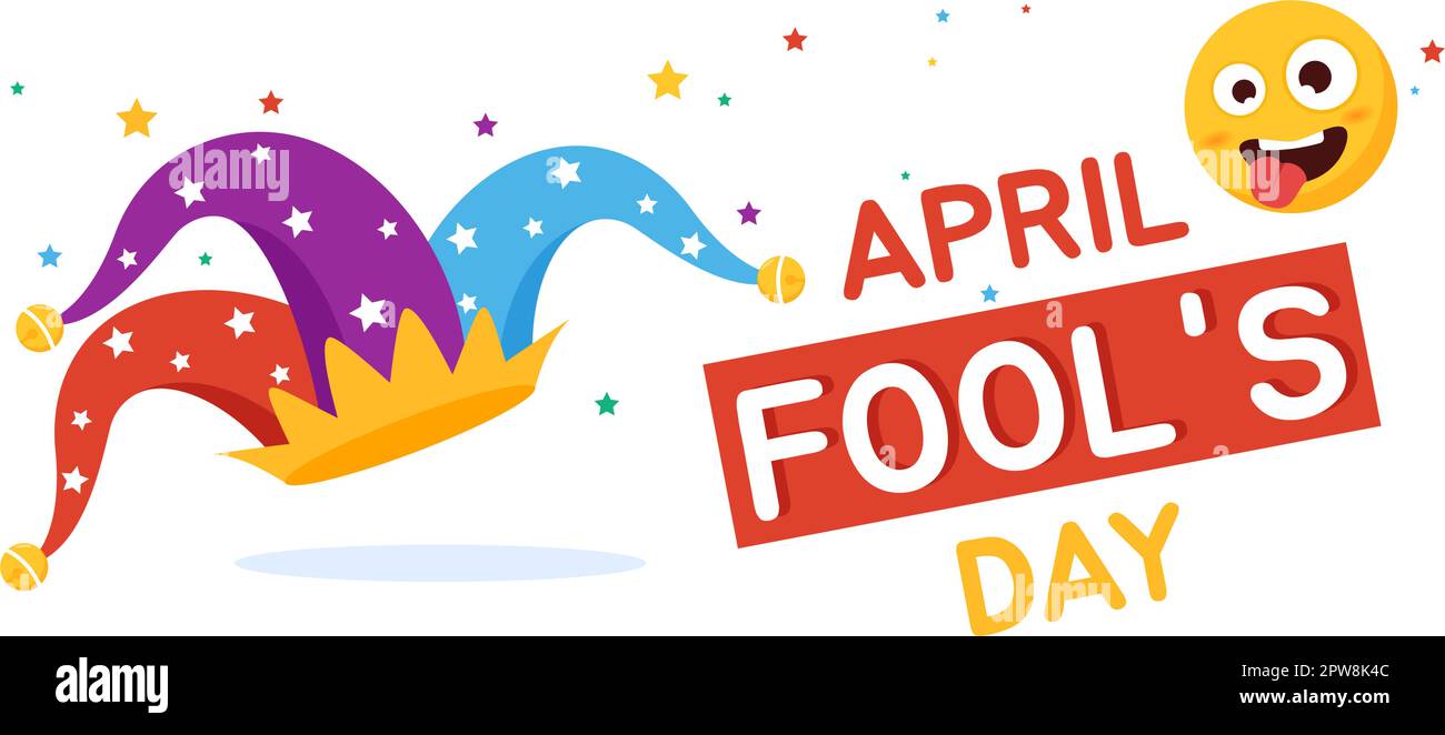 Happy April Fools' Day Celebration Illustration wearing a Jester Hat ...
