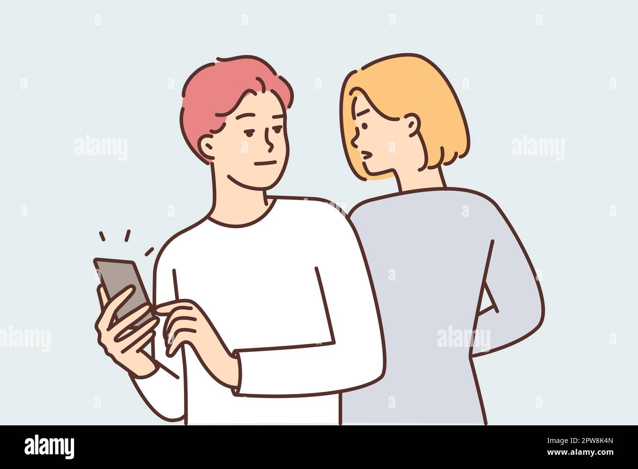 Woman suspicious husband Stock Vector Images - Alamy