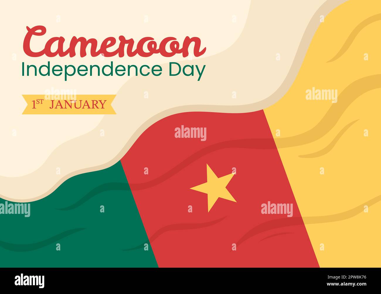 Happy Cameroon Independence Day on January 1st with Cameroonian Flag ...
