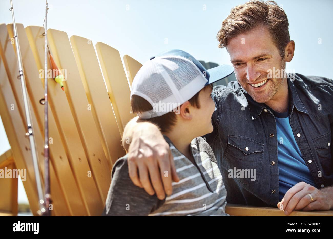 Its a bonding day for the boys. a father and his little son enjoying a ...