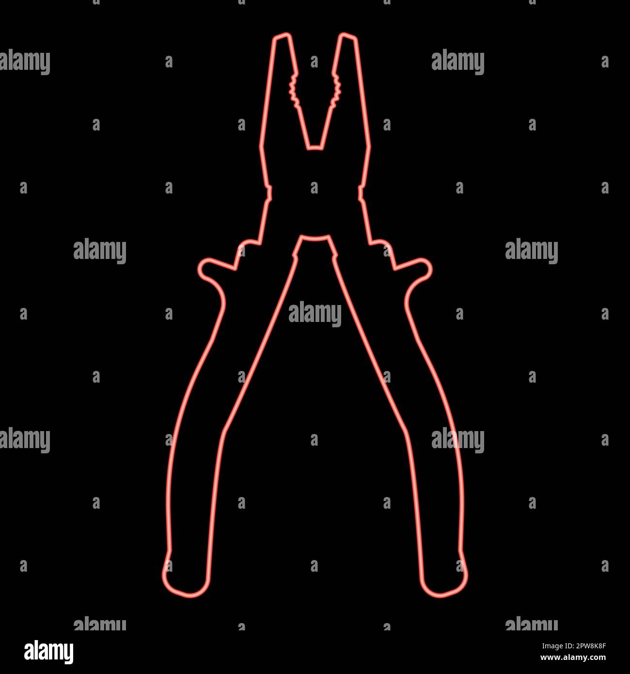 Neon pliers tool red color vector illustration image flat style Stock ...