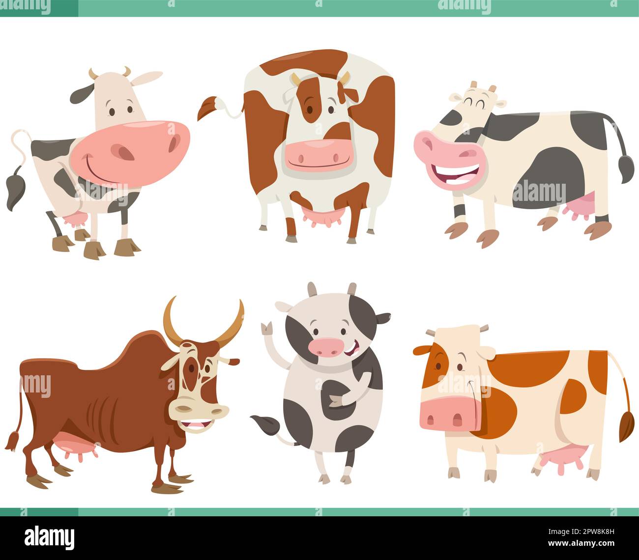 cartoon happy cows farm animal characters set Stock Vector Image & Art ...
