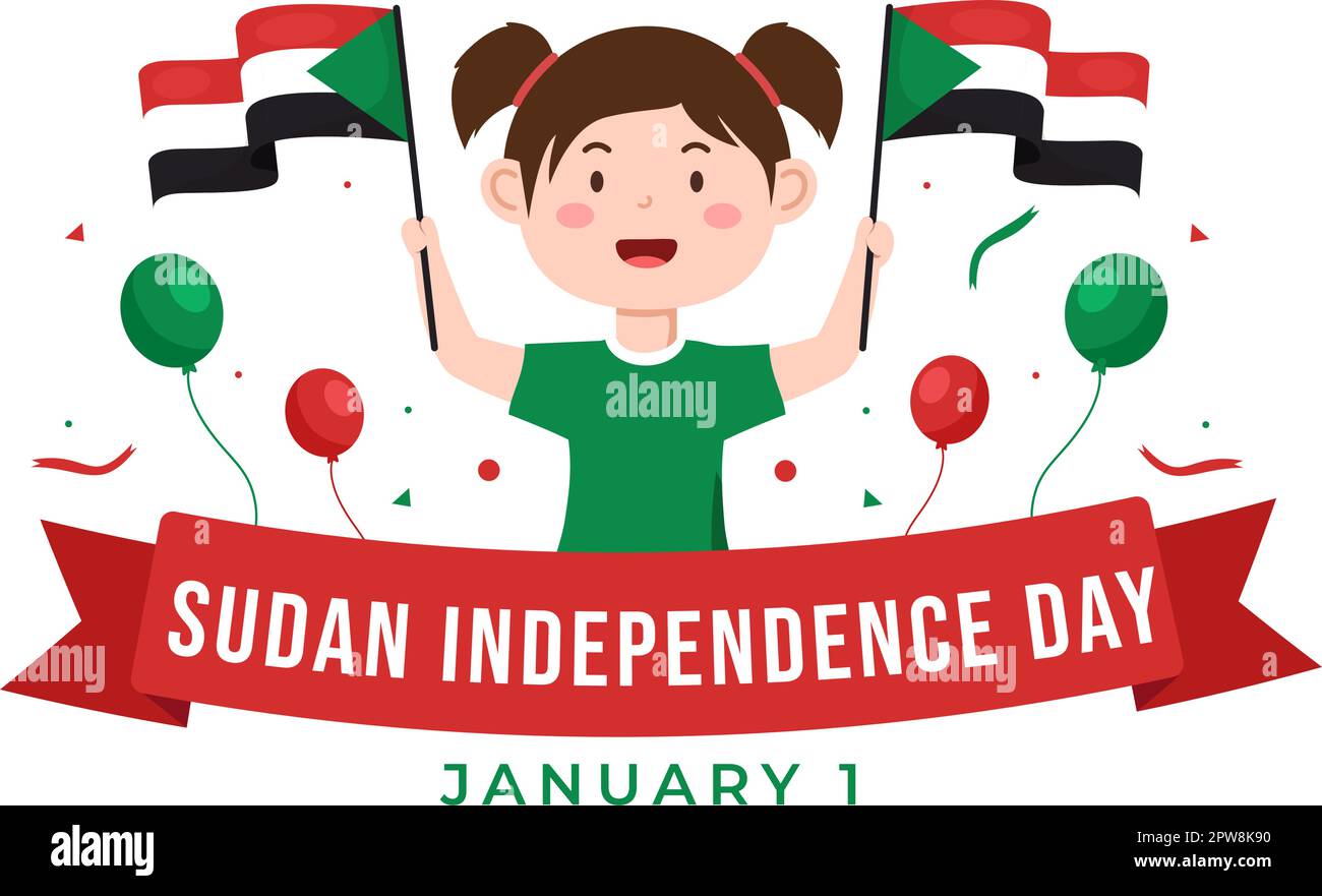Independence Day of Sudan on January 1st with Little Kids Carrying Flag ...