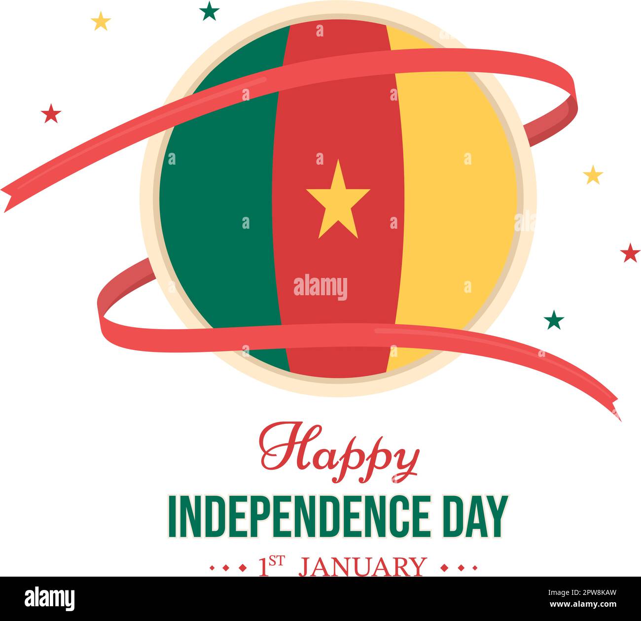 Happy Cameroon Independence Day on January 1st with Cameroonian Flag ...