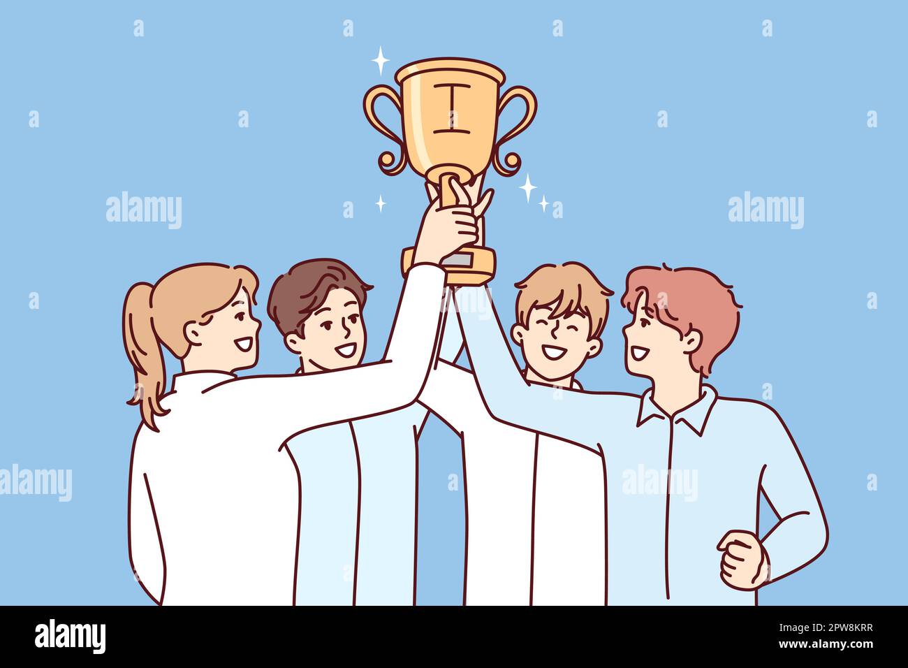 Tight-knit team of startup raises cup over heads after winning in ...