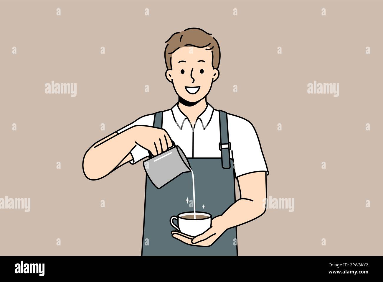 Man in apron barista Stock Vector Images - Alamy