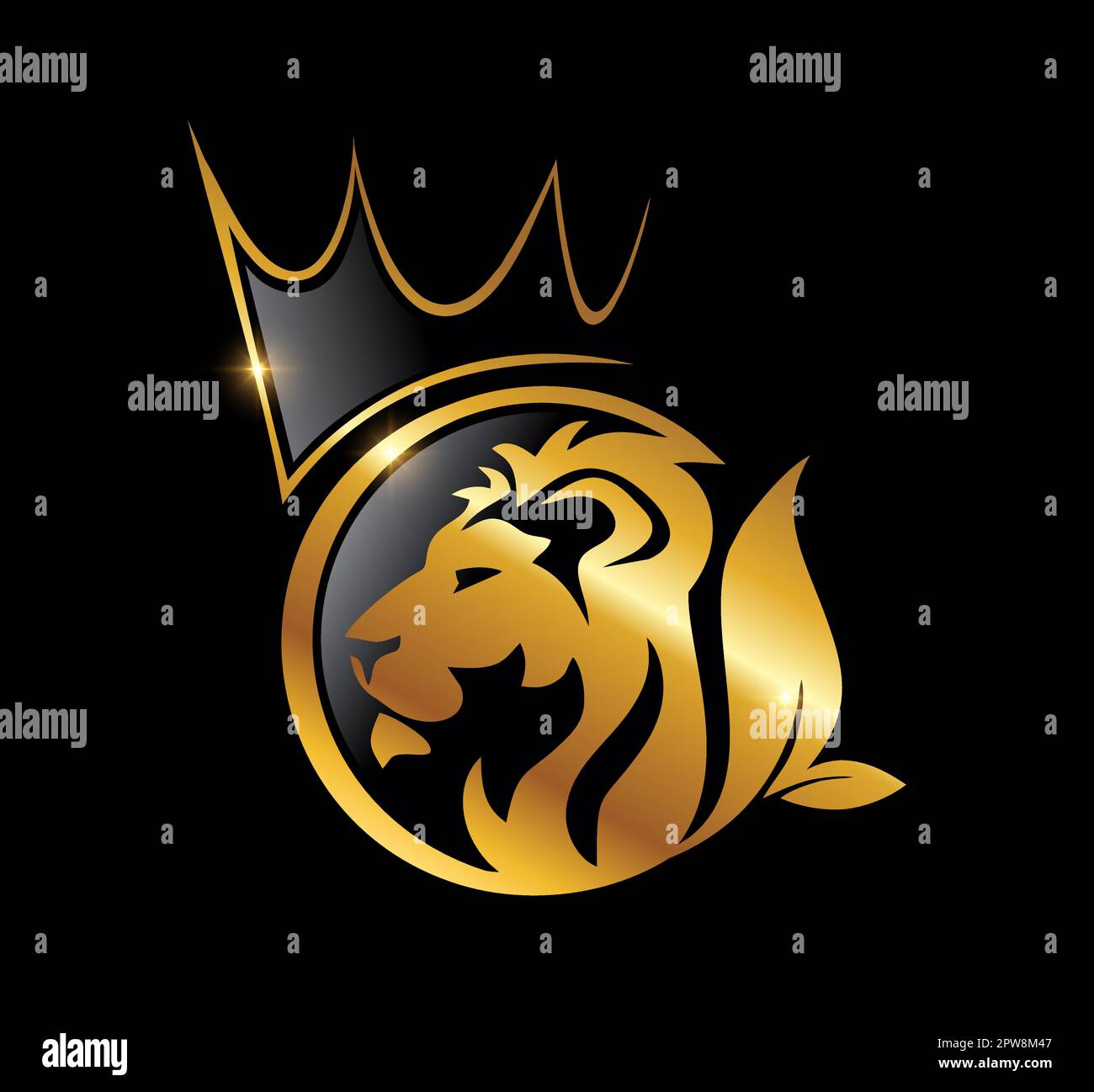 Golden Lion Head with Crown Logo Vector Icon Stock Vector Image & Art ...