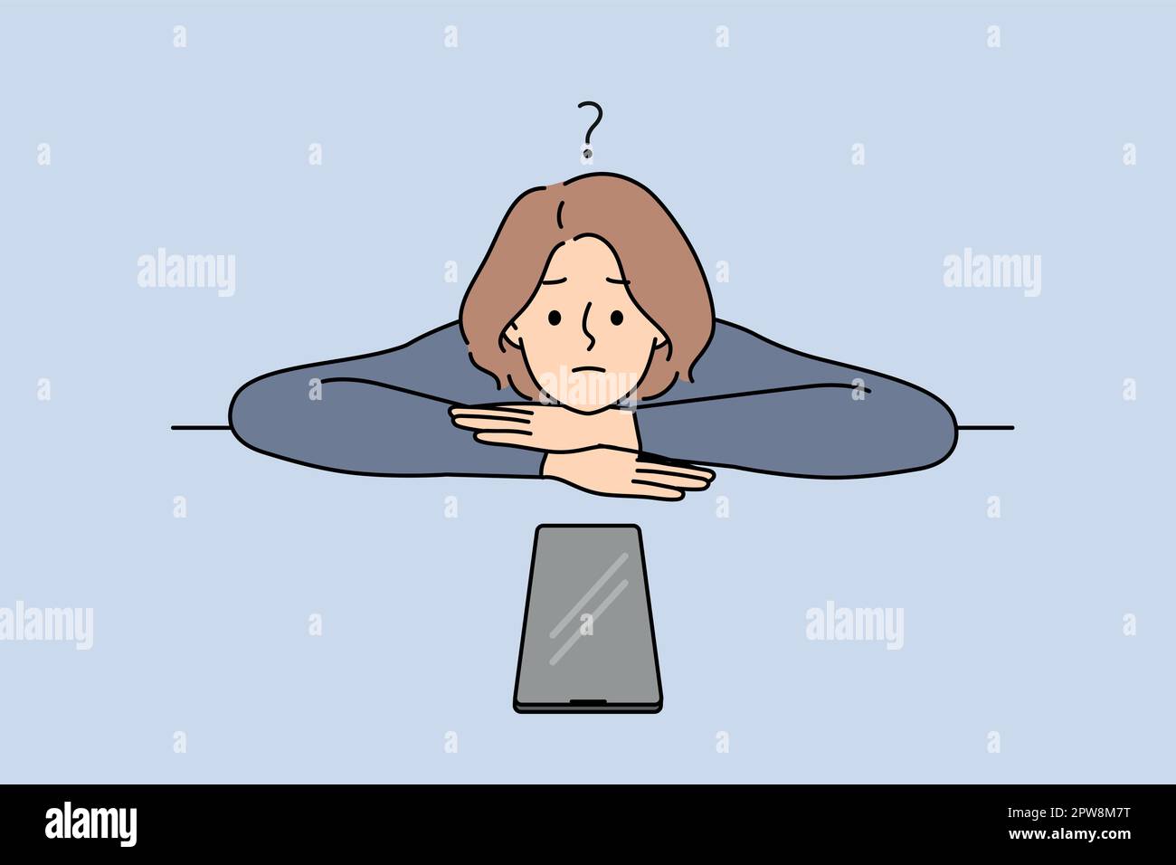 Confused woman look a cell frustrated with miss call Stock Vector Image ...