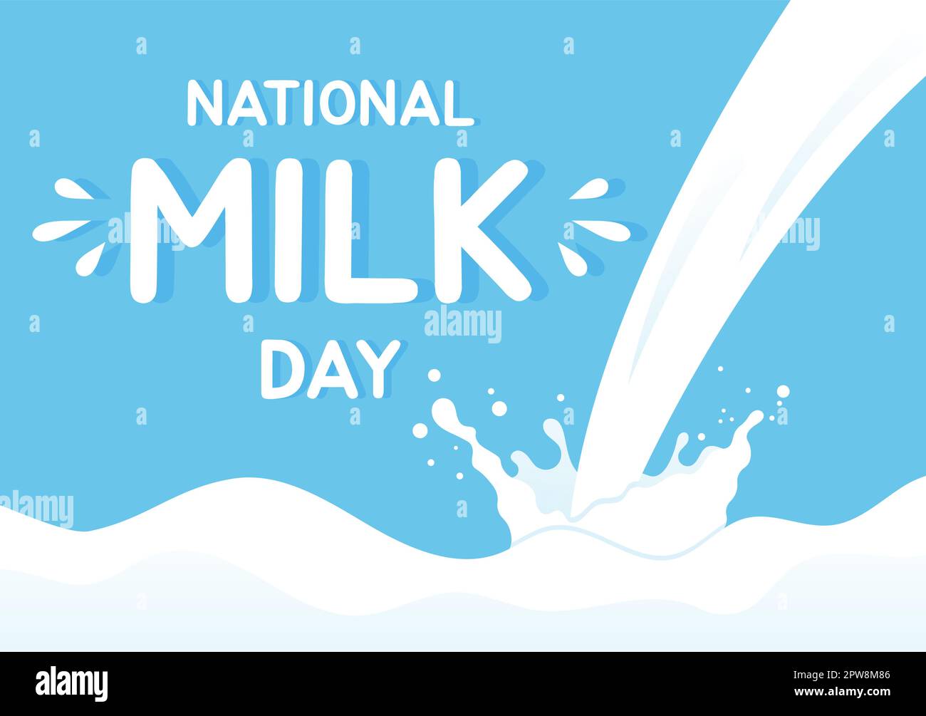 Happy Milk Day Celebration with Splash Drop in Smooth Wave of White ...
