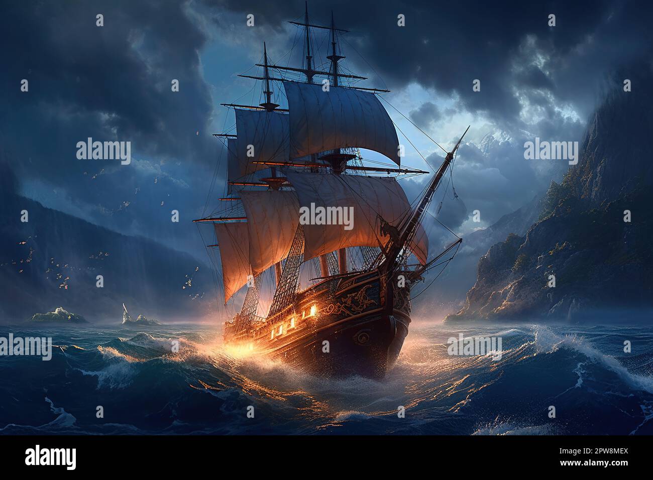 Stormy seas painting hi-res stock photography and images - Alamy