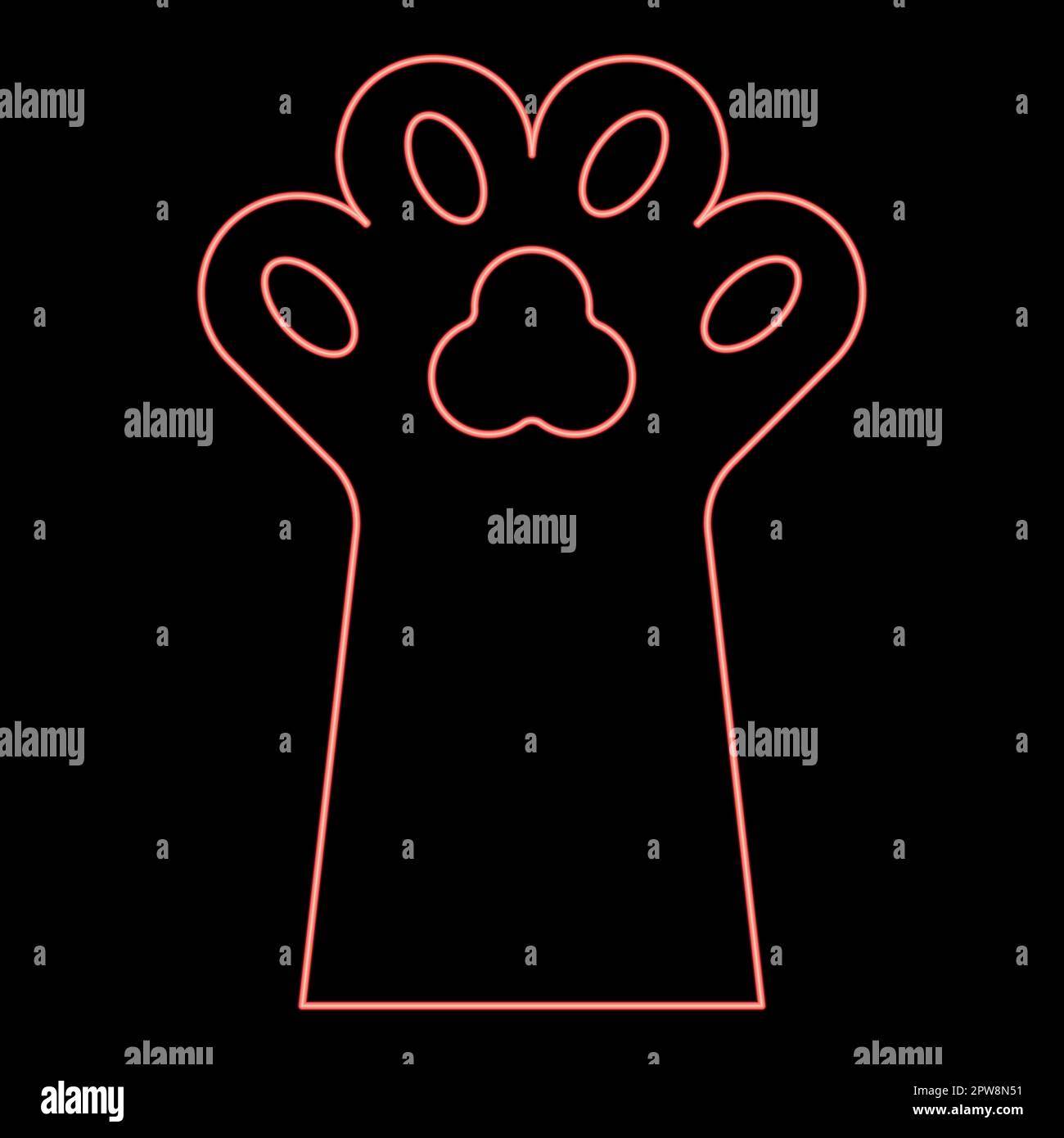 Neon paw cat pet concept red color vector illustration image flat style ...