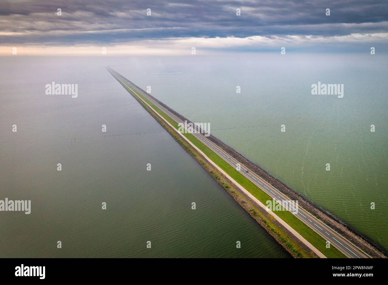 The Netherlands, Lelystad, Houtribdijk, dam connecting Lelystad and the ...