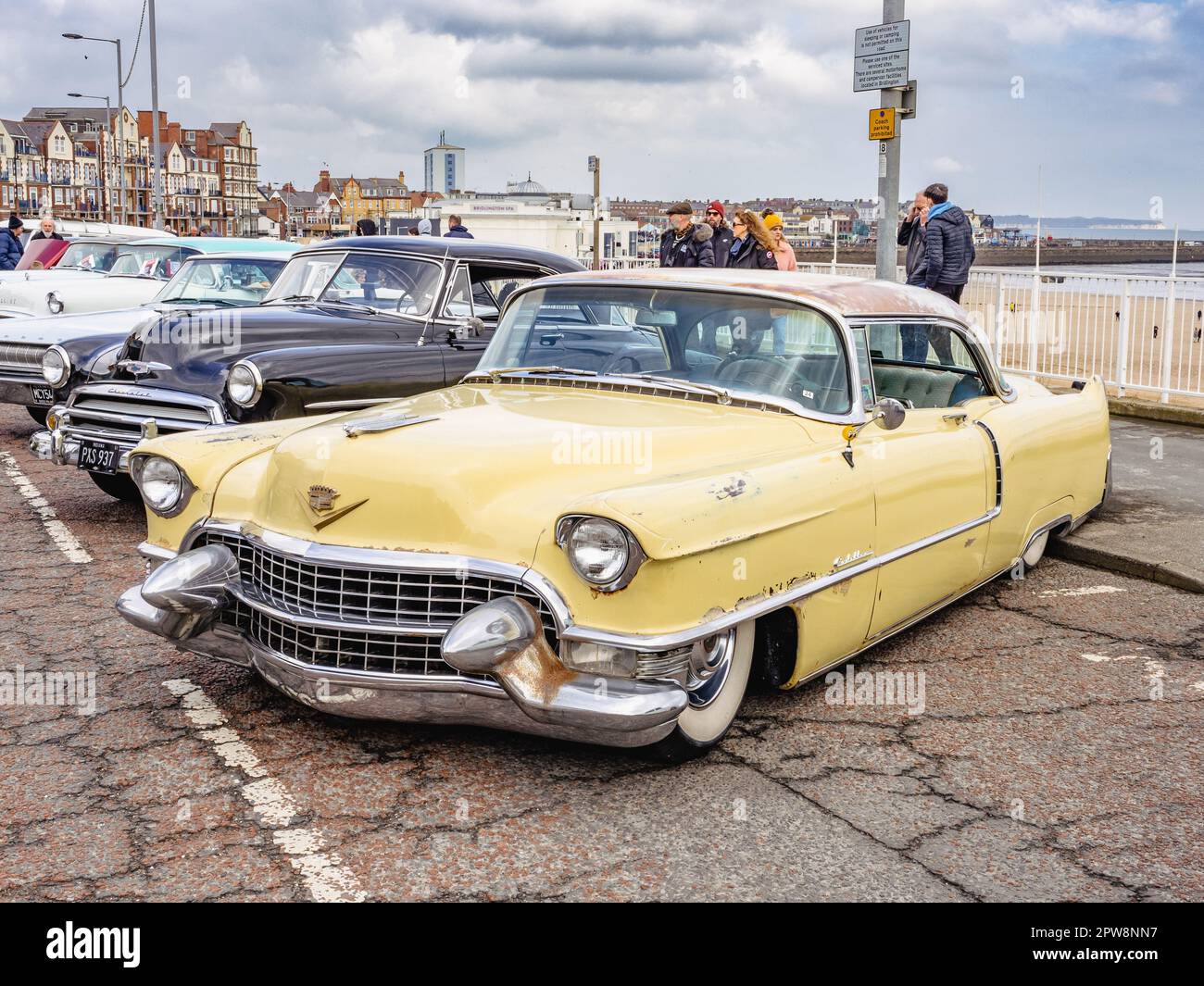 Classic car parade at Race the Waves event in Bridlington Stock Photo ...