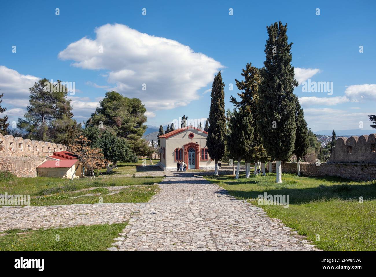 Greece, Chapel of Prophet Elias at Karababa Castle, Chalkida. Orthodox ...
