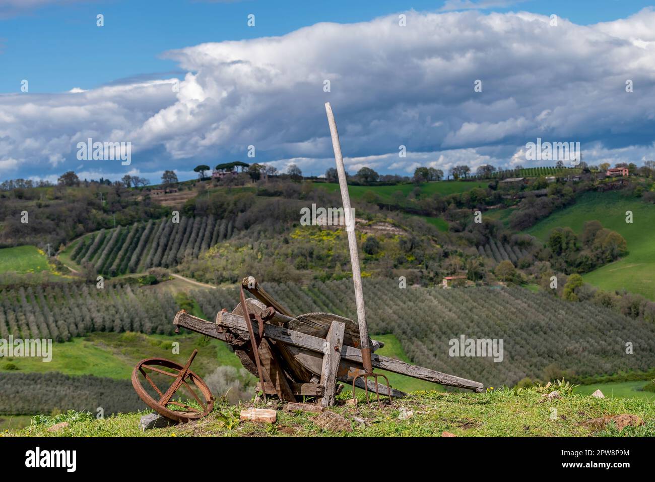 Ancient agricultural work tools in the countryside of Celleno, Italy ...