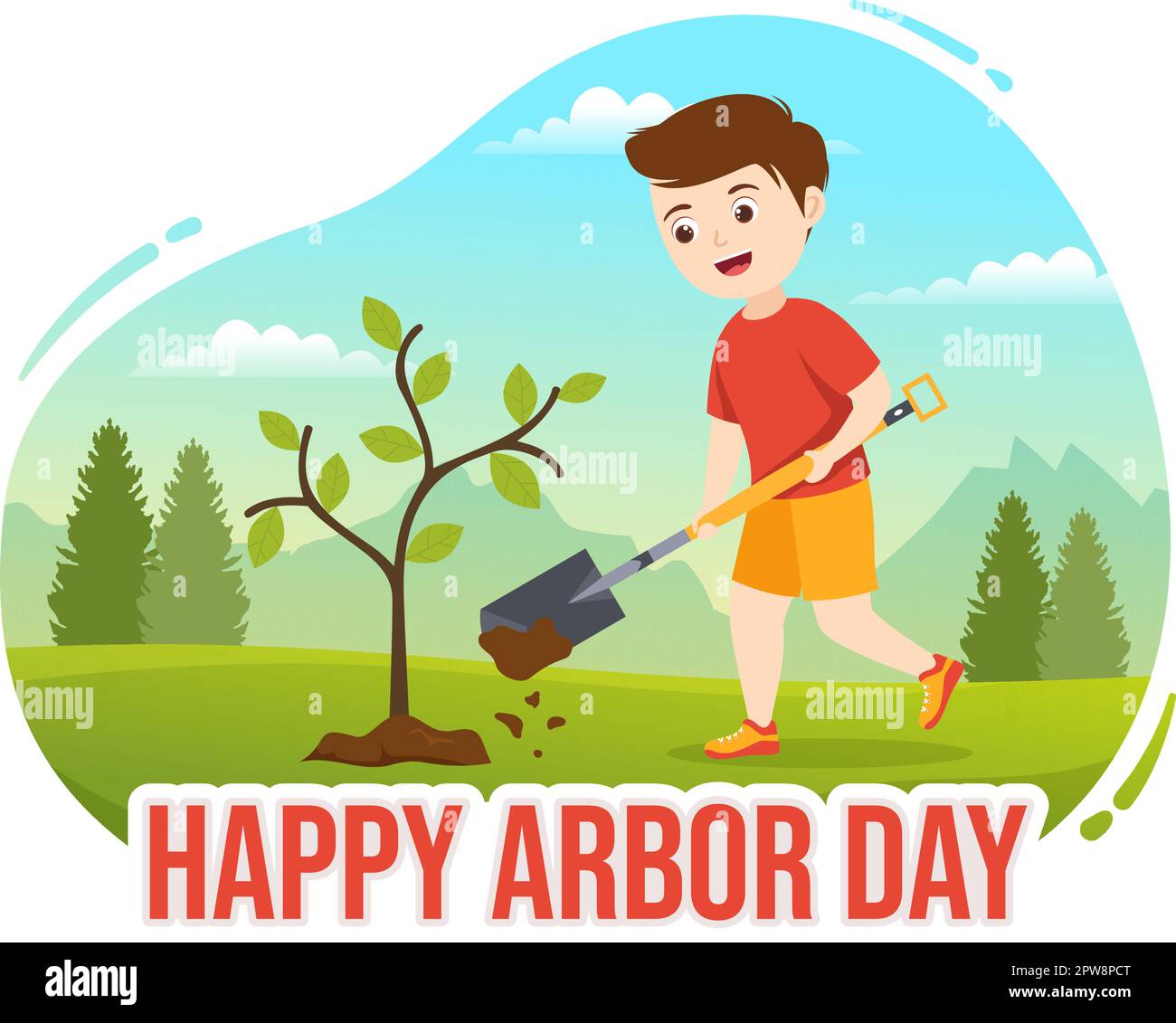 Happy Arbor Day on April 28 Illustration with Kids Planting a Tree and ...