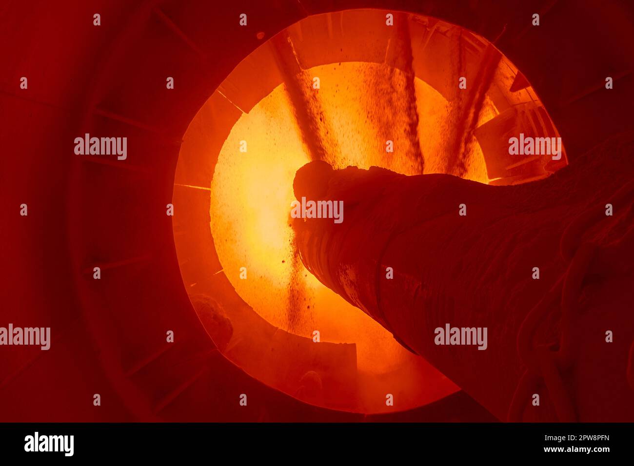 Combustion chamber of furnace with streams of hot gas Stock Photo - Alamy
