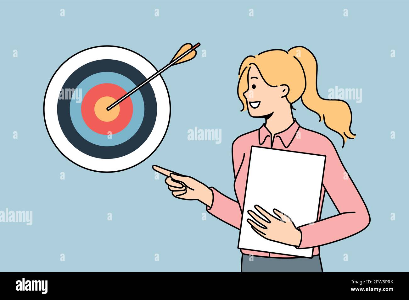 Successful businesswoman near aim reaching target Stock Vector Image ...