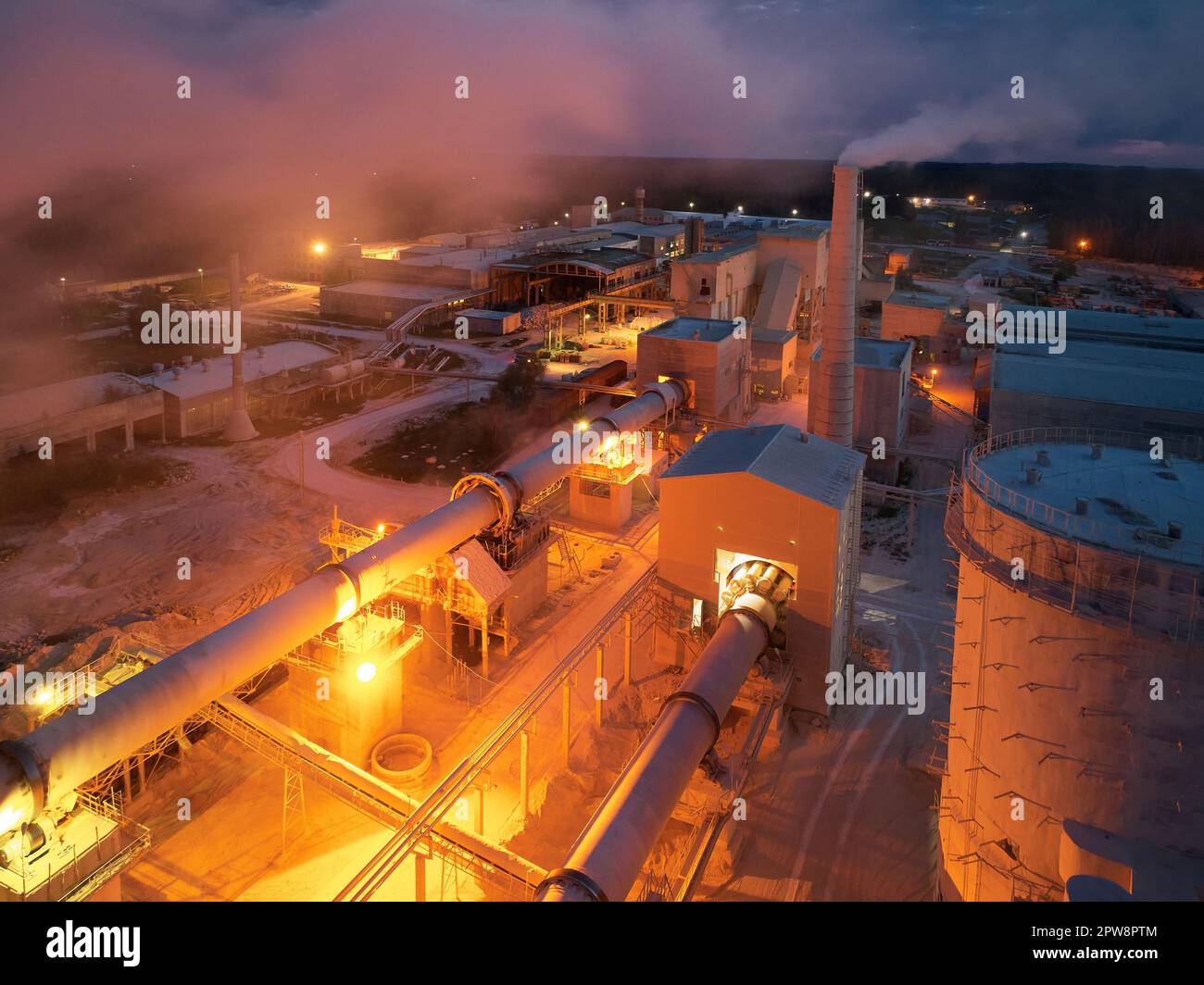 Rotating furnace for limestone roasting at production plant Stock Photo ...