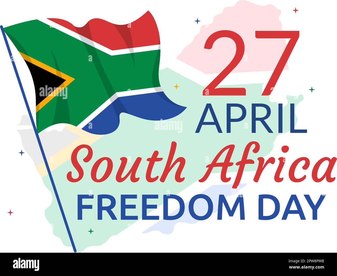 Happy South Africa Freedom Day on 27 April Illustration with Wave Flag ...