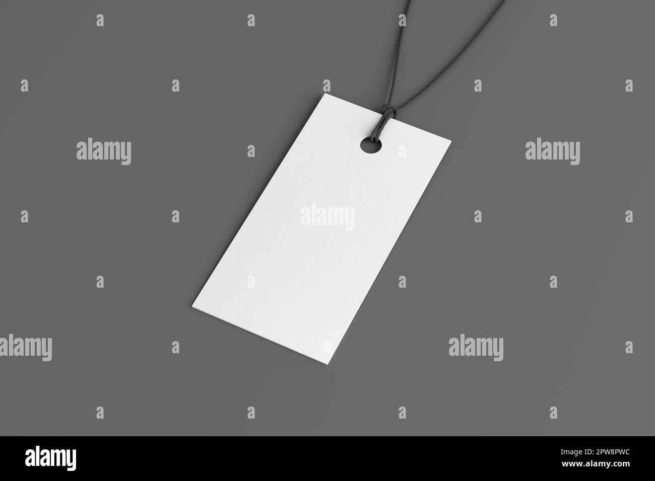 White rectangular tag mockup on gray background. Side view Stock Photo ...