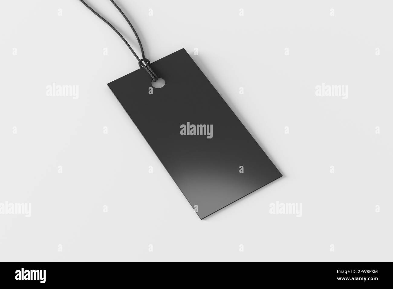 Black rectangular tag mockup on white background. Side view Stock Photo ...