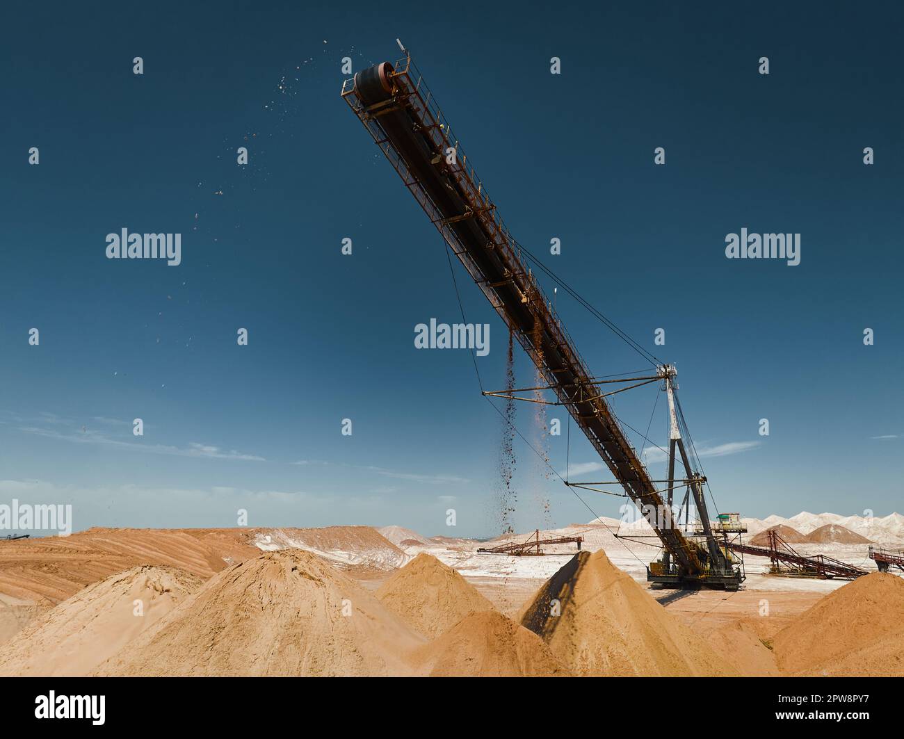 Spreader and belt stacker for transportation sand and gravel Stock ...