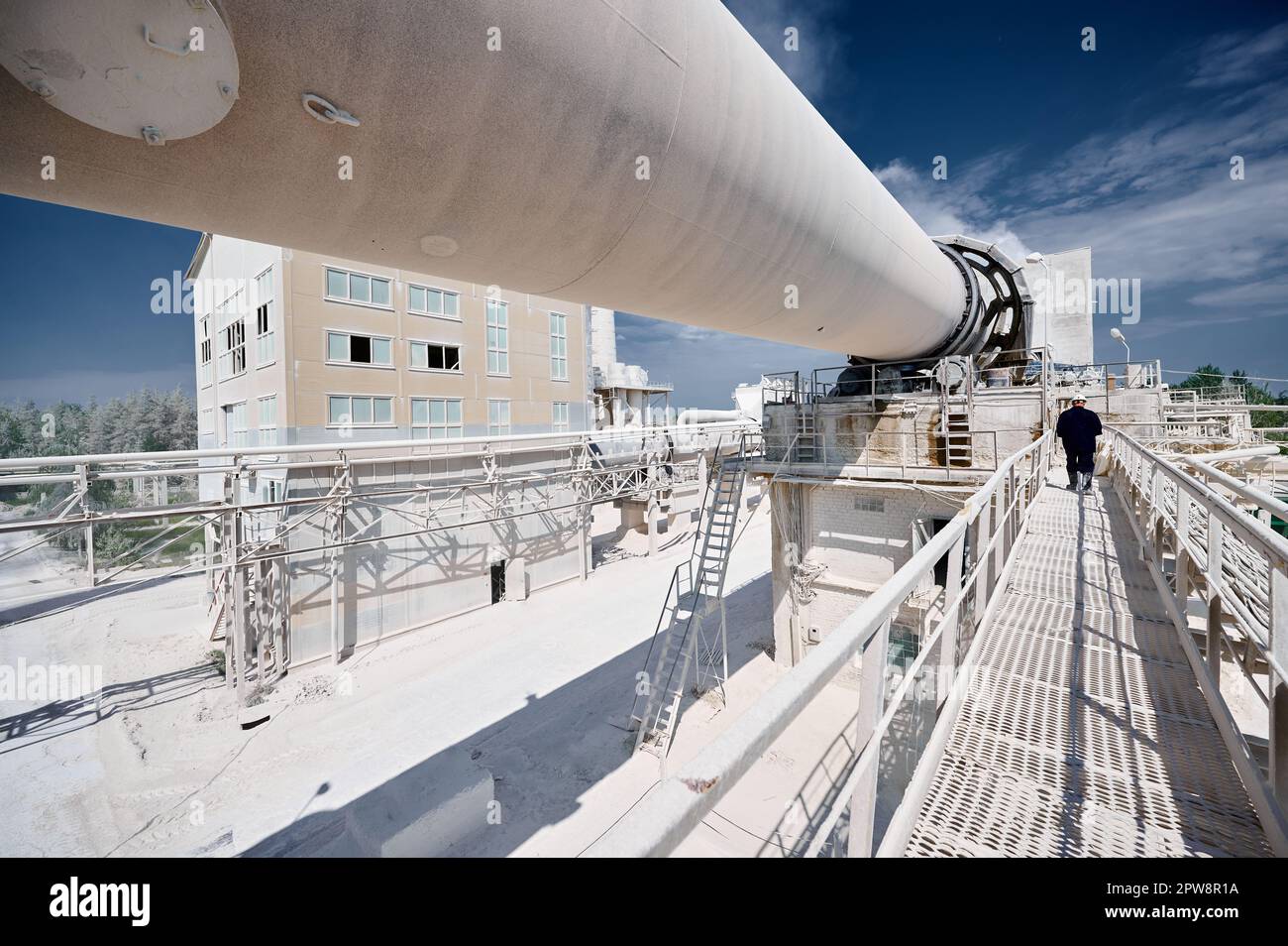 Powerful rotating kiln for calx roasting at production plant Stock ...