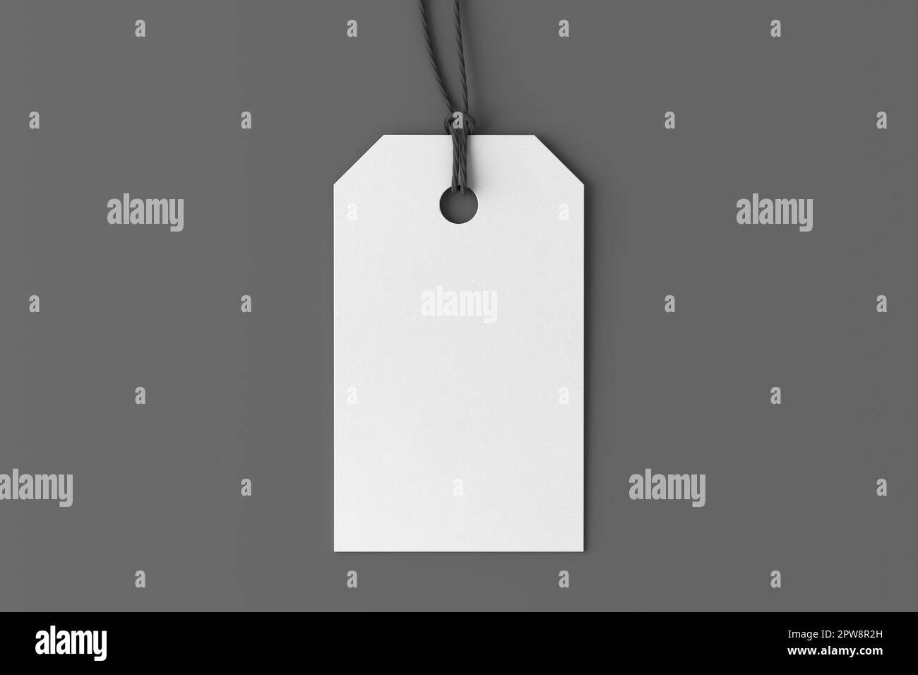 White tag mockup on gray background. View directly above Stock Photo ...