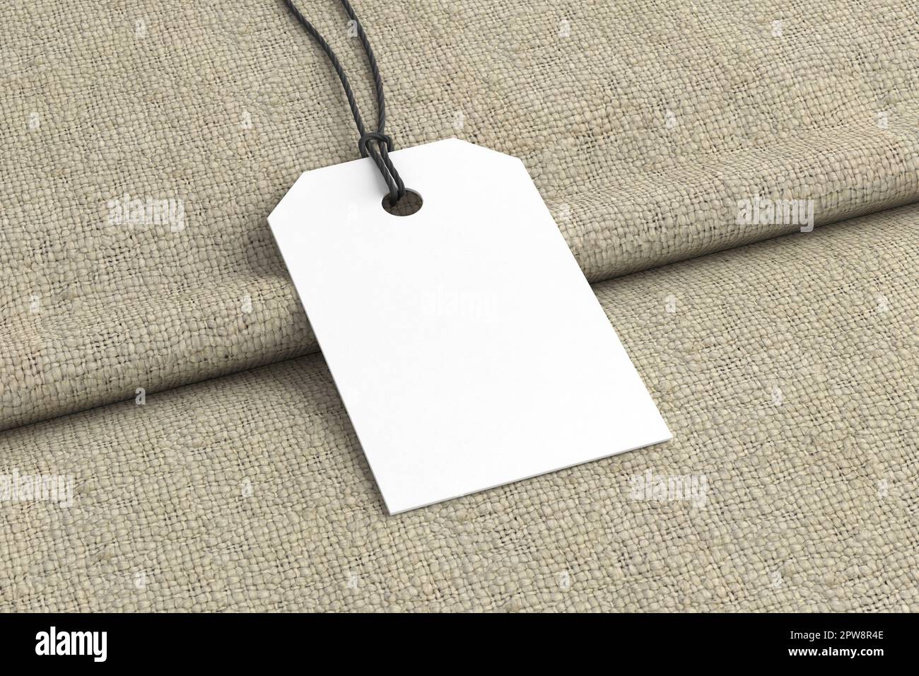 White tag mockup on fabric background. Side view Stock Photo - Alamy