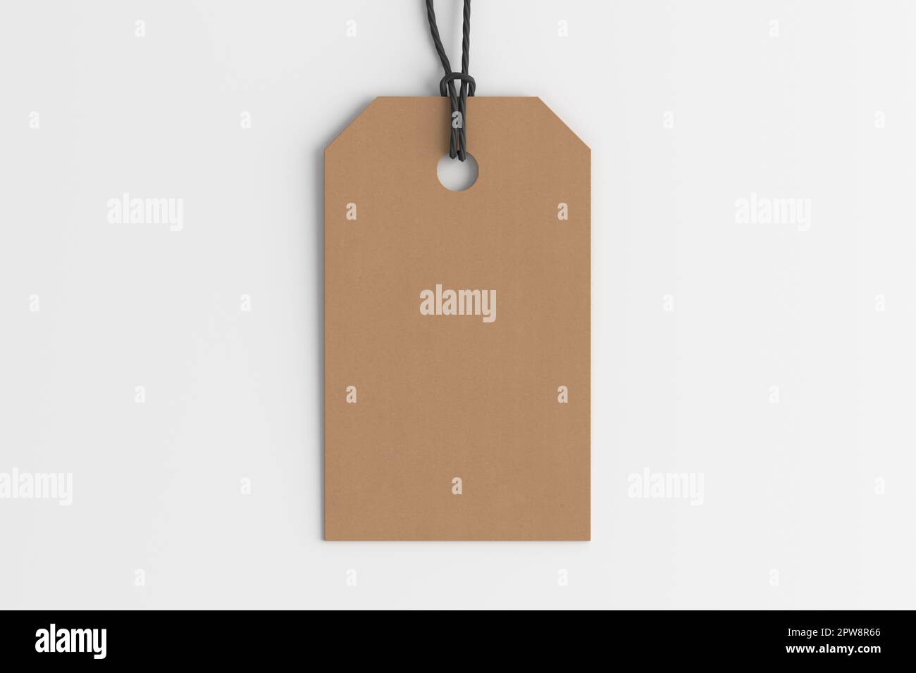 Cardboard tag mockup on white background. View directly above Stock ...