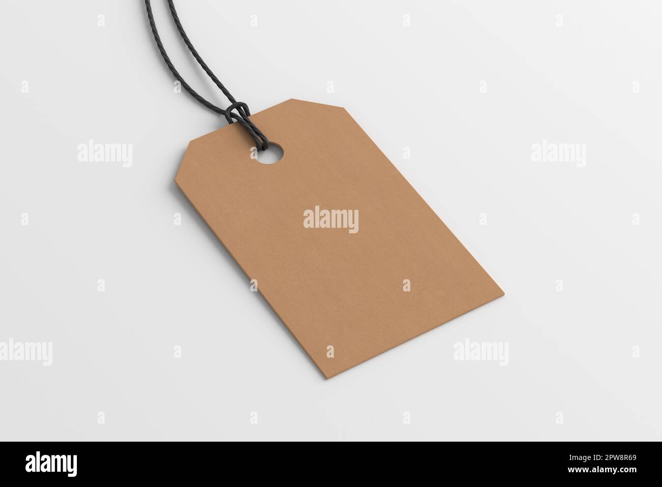 Cardboard tag mockup on white background. Side view Stock Photo - Alamy