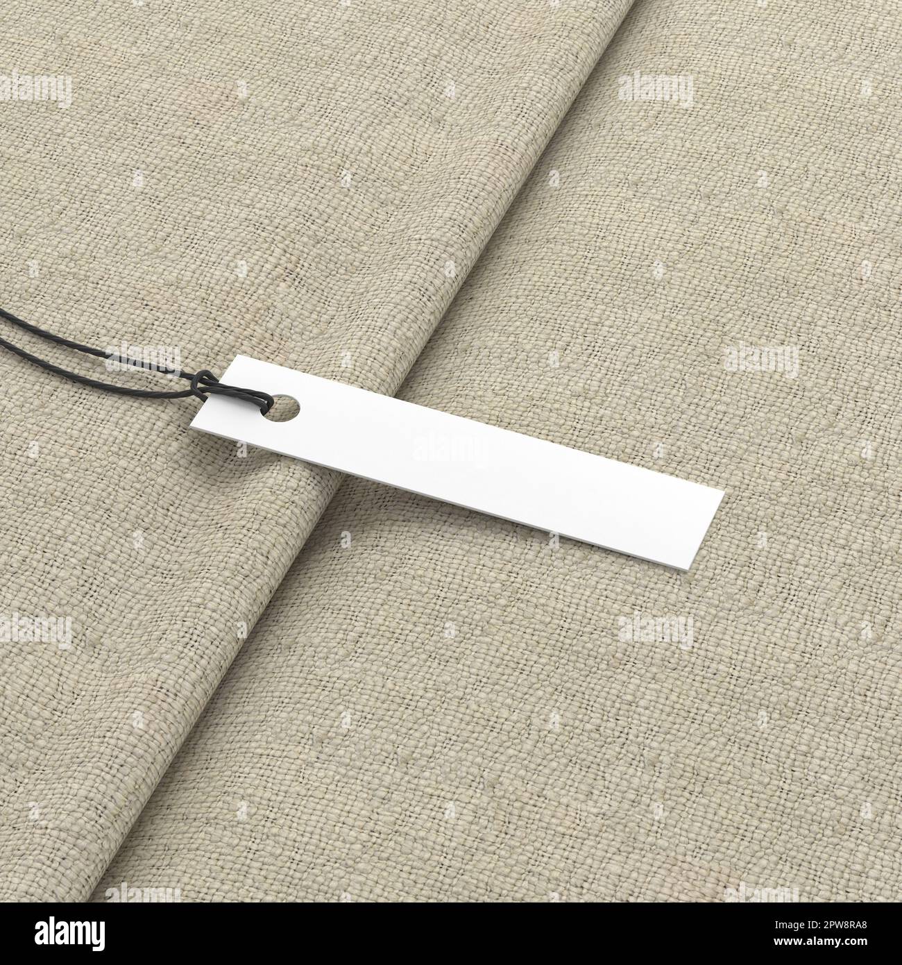 White long tag mockup on fabric background. Side view Stock Photo - Alamy