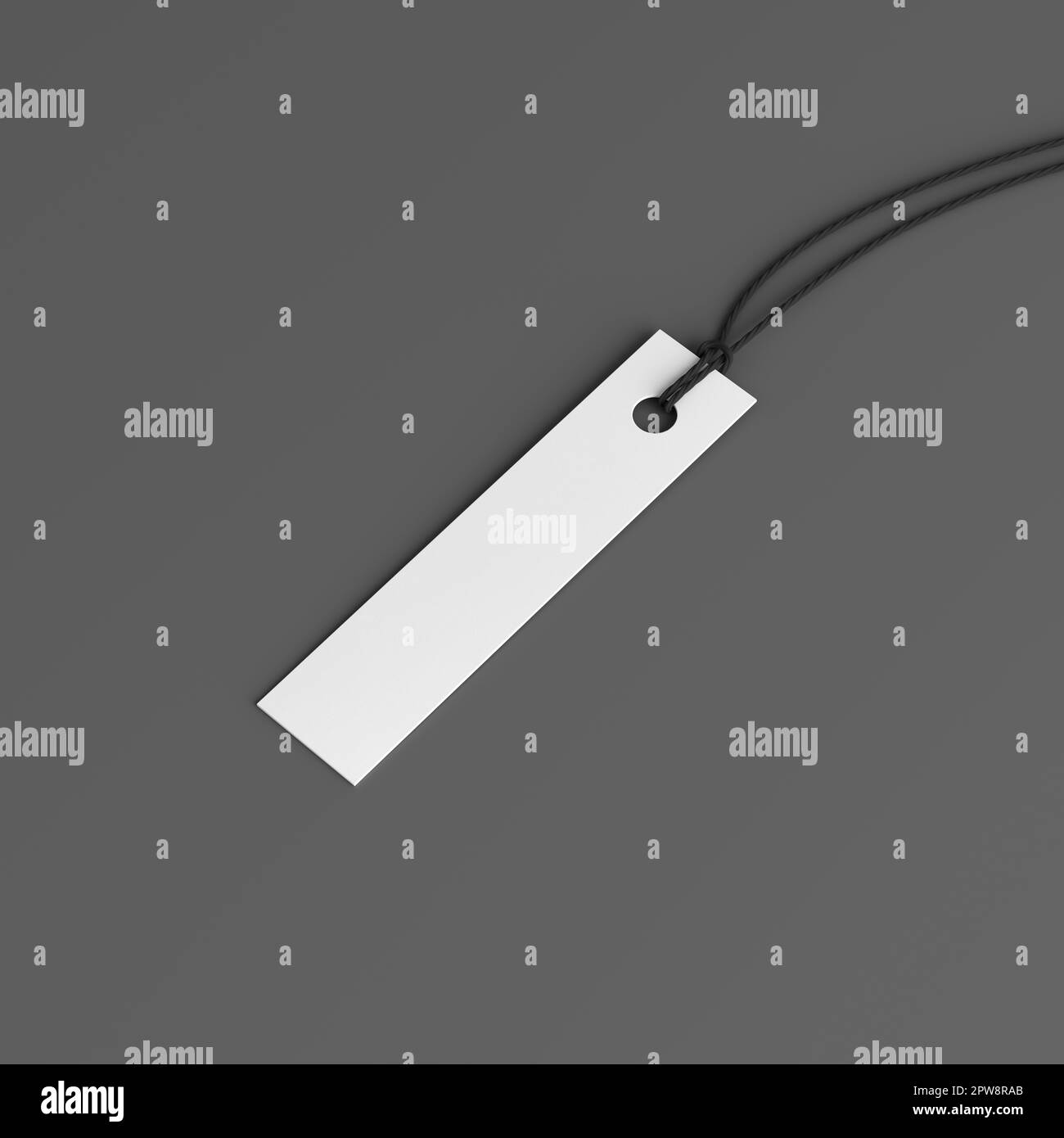 White long tag mockup on gray background. Side view Stock Photo - Alamy