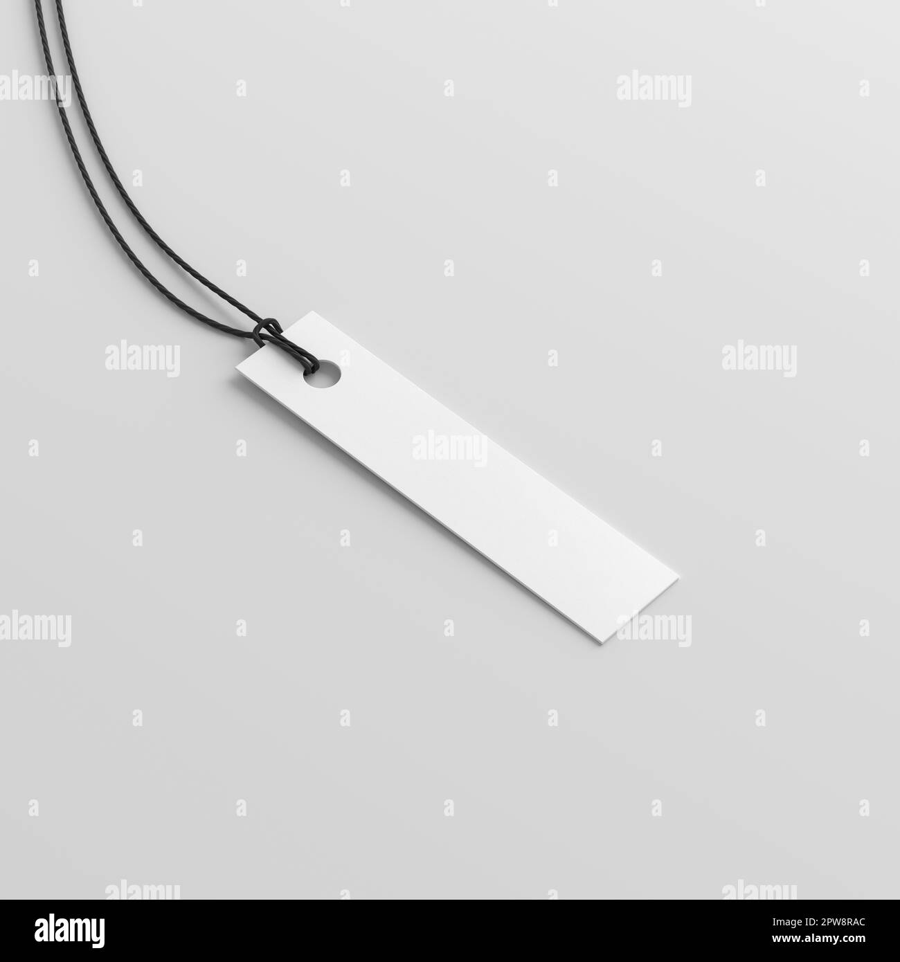 White long tag mockup on white background. Side view Stock Photo - Alamy
