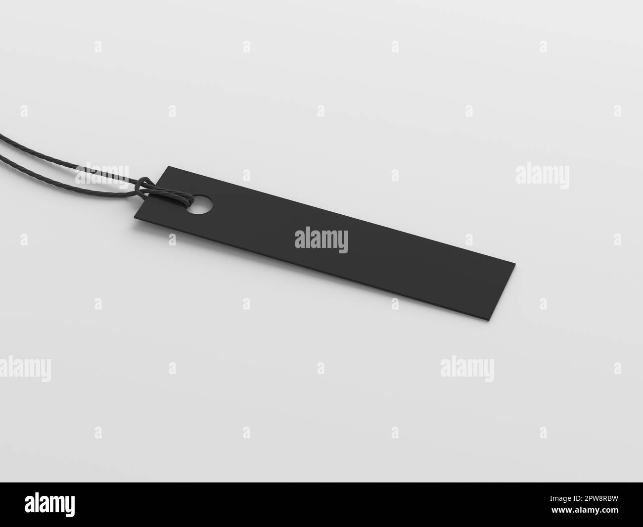 Black long tag mockup on white background. Side view Stock Photo - Alamy