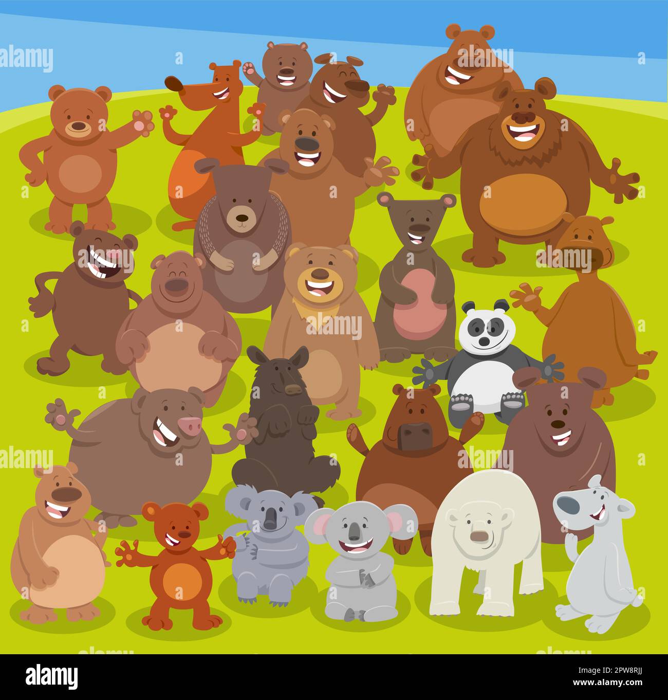 happy cartoon bears wild animals characters group Stock Vector Image ...