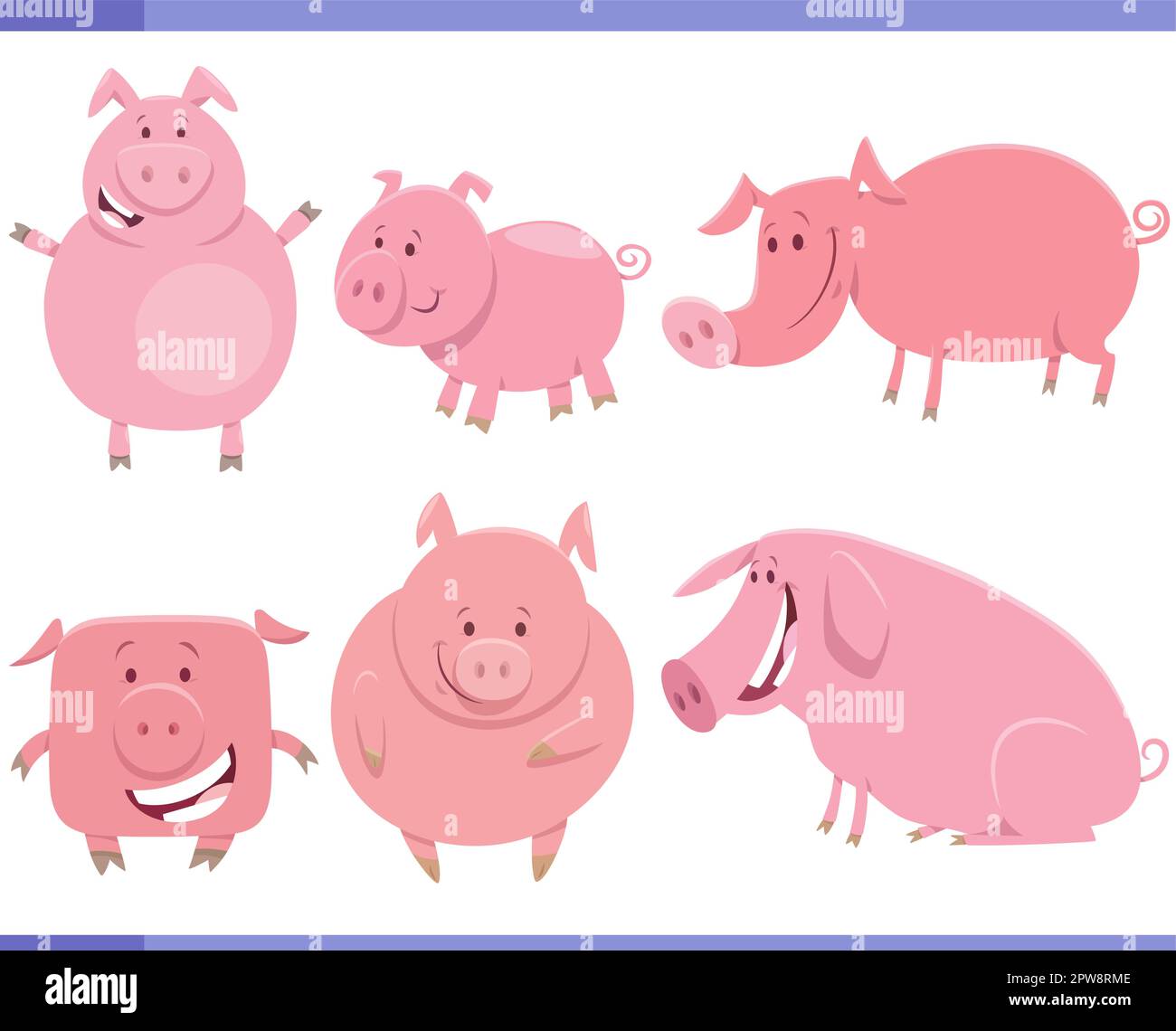 cartoon happy pigs farm animal characters set Stock Vector Image & Art ...