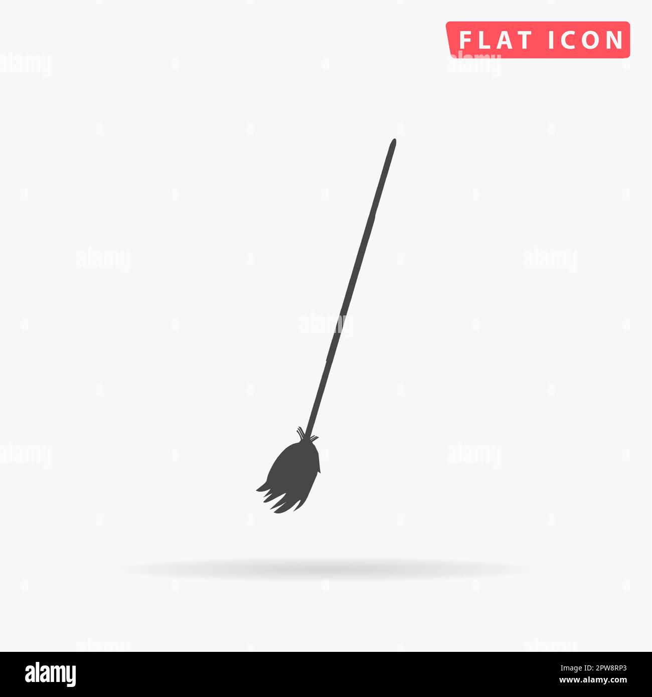 Broom. Simple flat black symbol with shadow on white background. Vector ...