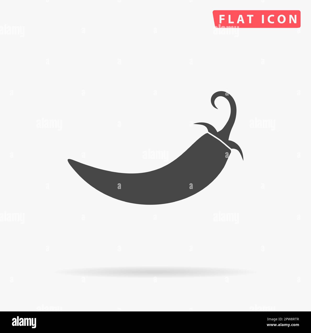 Chilli pepper. Simple flat black symbol with shadow on white background ...