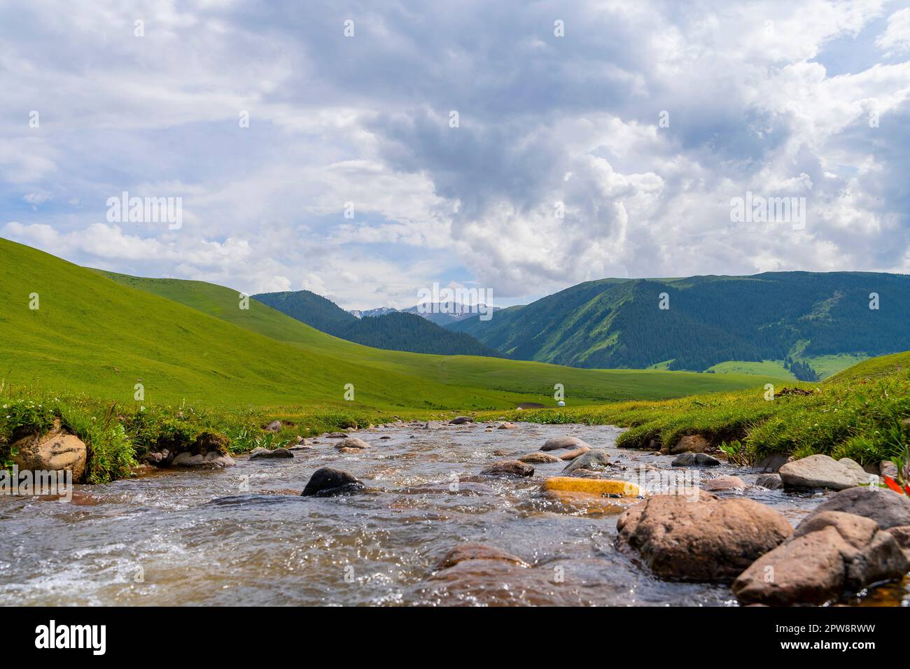 Beautiful nature of Kazakhstan on the Assy plateau in summer. Mountain ...