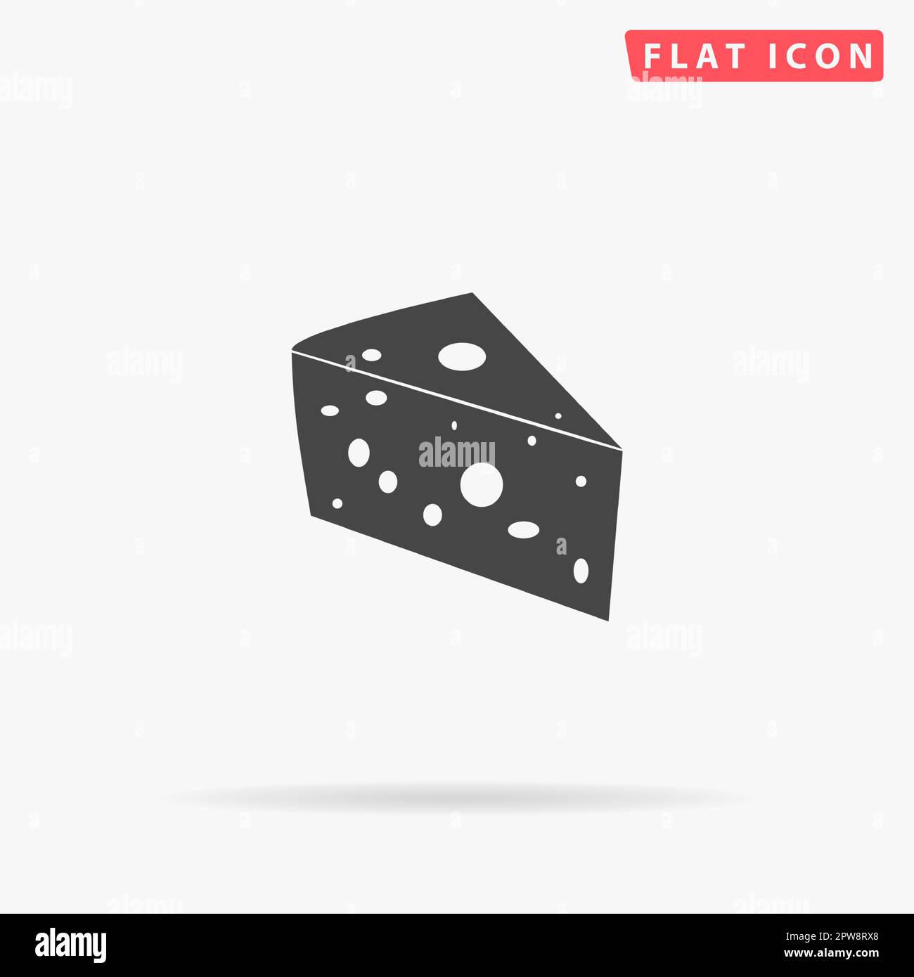 Cheese. Simple flat black symbol with shadow on white background ...