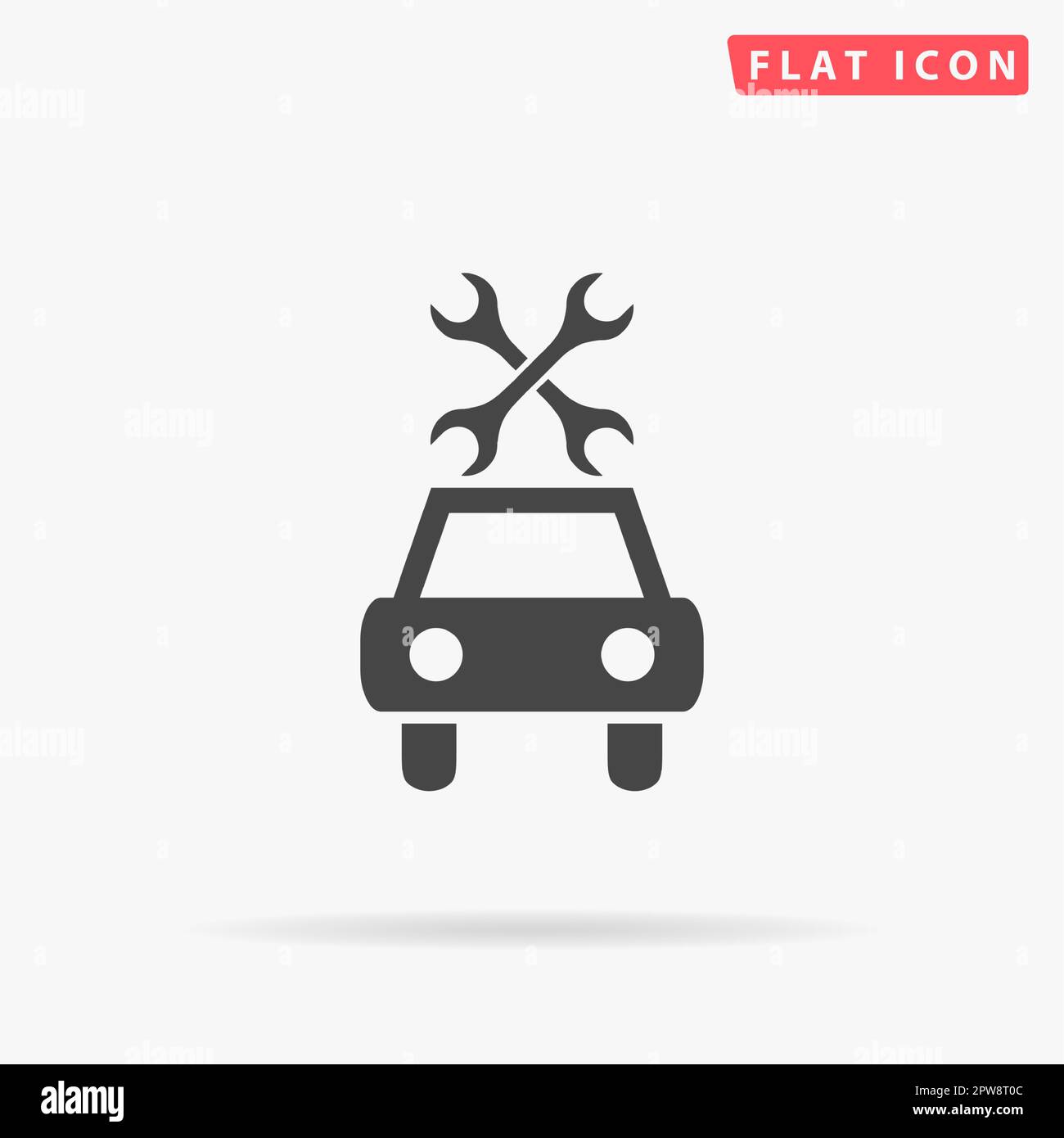 Car service. Simple flat black symbol with shadow on white background ...