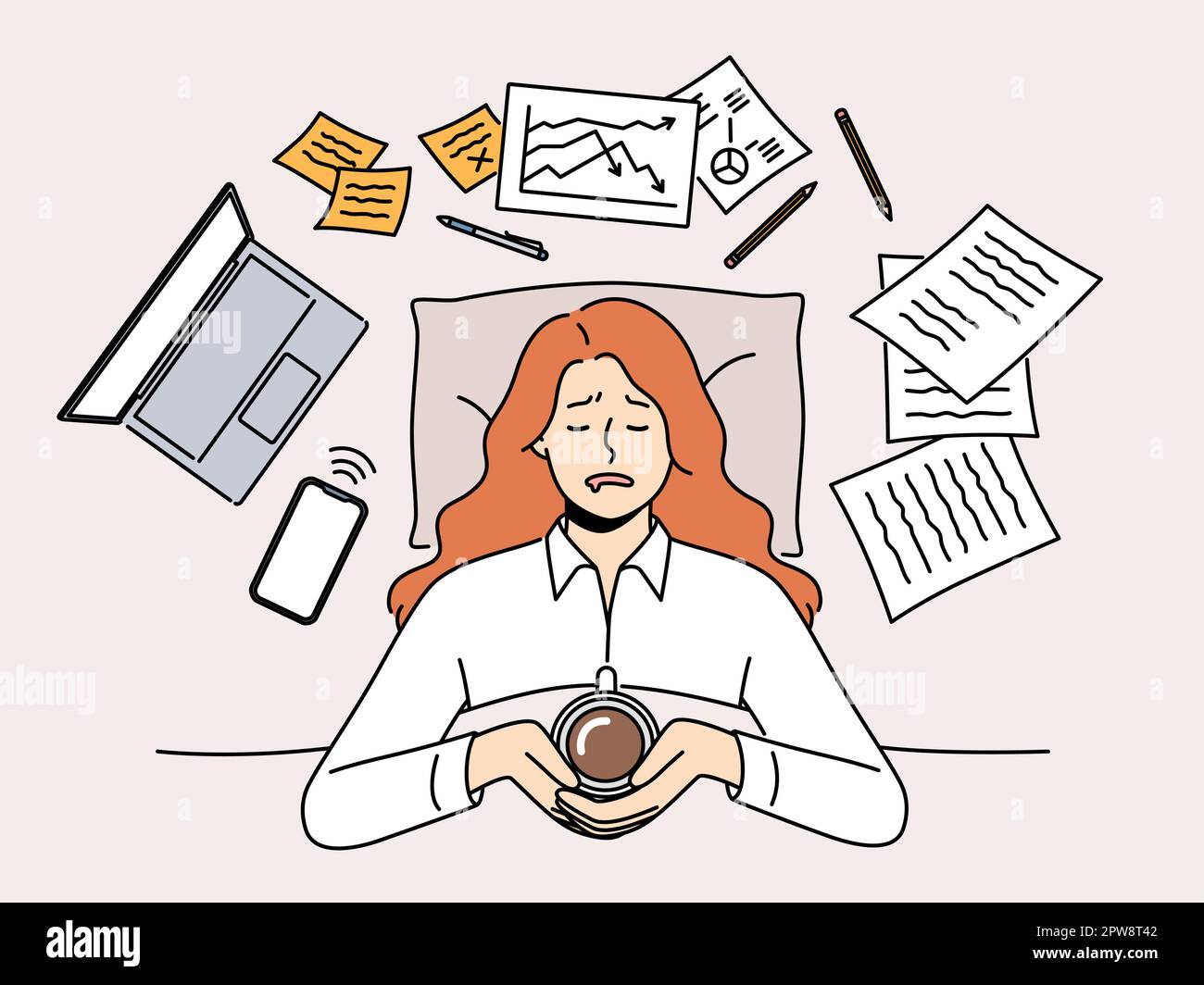 Bored tired woman manager Stock Vector Images - Alamy