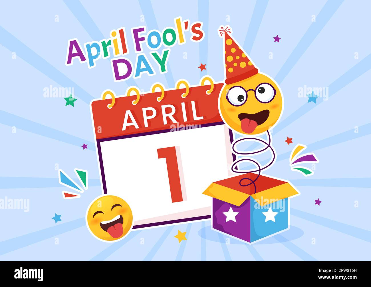 Happy April Fools' Day Celebration Illustration wearing a Jester Hat ...