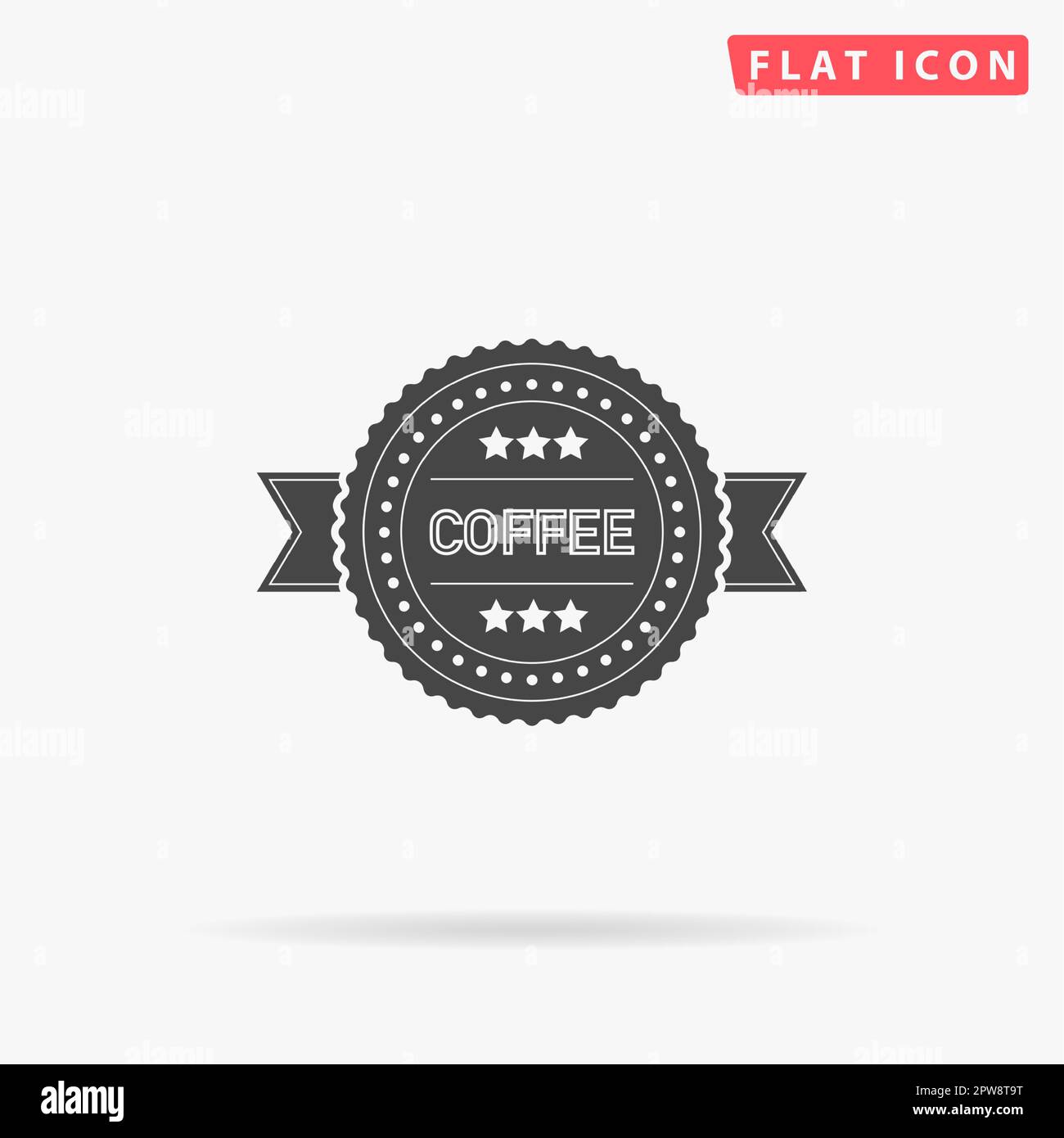Coffee label. Simple flat black symbol with shadow on white background ...