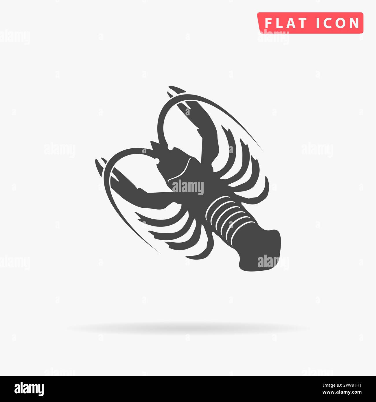 Crawfish. Simple flat black symbol with shadow on white background ...