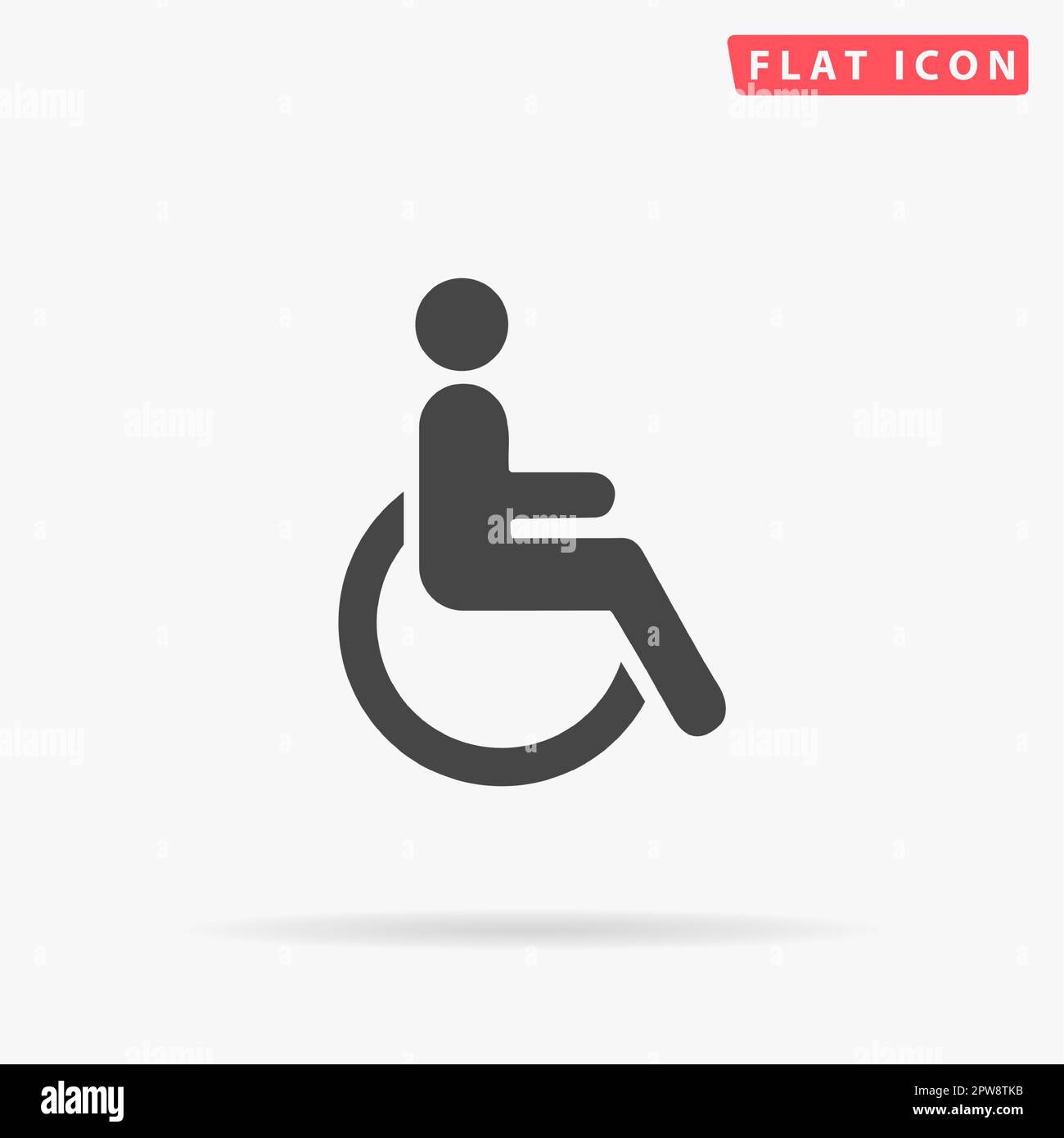 Disabled. Simple flat black symbol with shadow on white background. Vector illustration ...