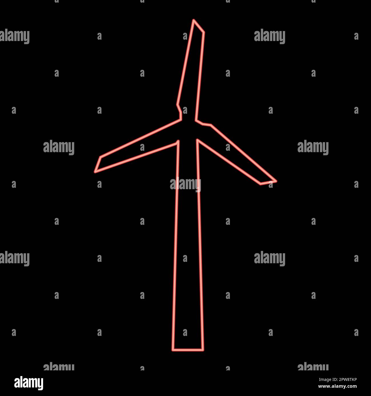 Neon wind generator red color vector illustration image flat style ...